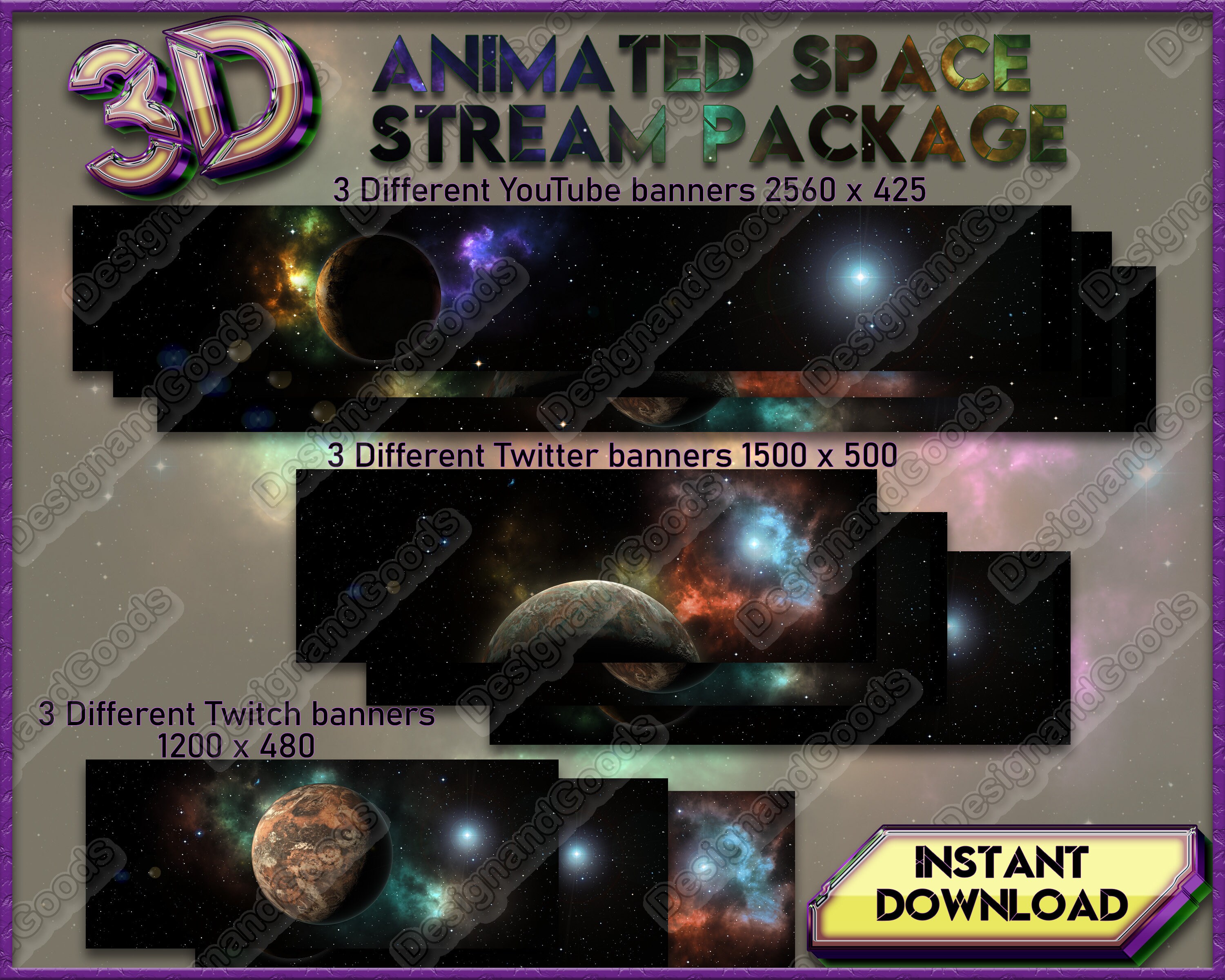 Animated Space Stream Bundle Space Screens Twitch Stream - Etsy