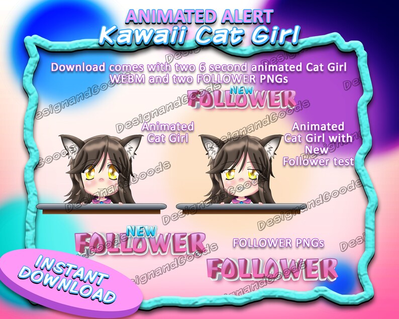 Kawaii Cat Girl Alert Chubby Cat Alert Anime Twitch Alert - Etsy