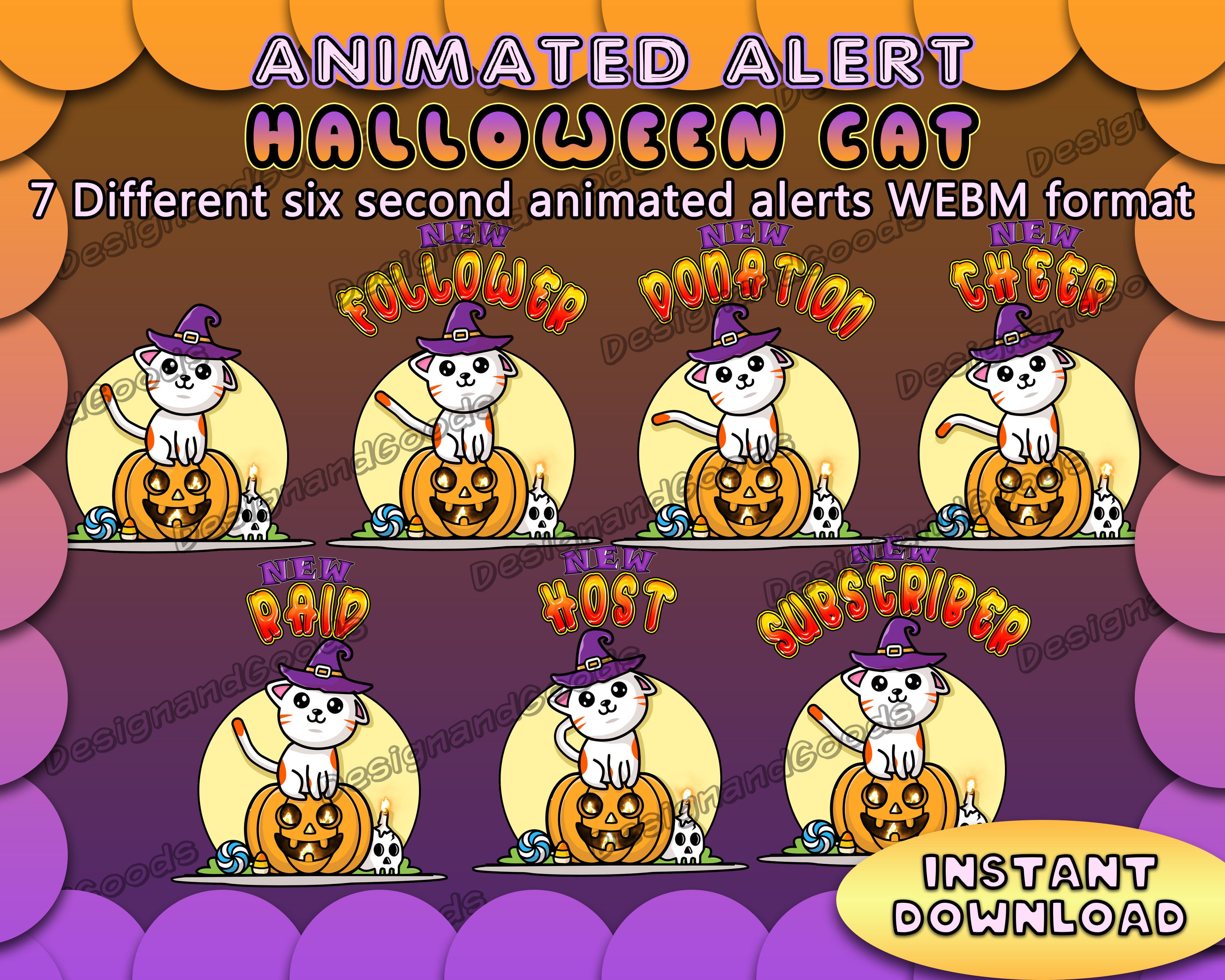 Animated Halloween Alert, Twitch Alerts, Cute Cat, Halloween, Chubby ...