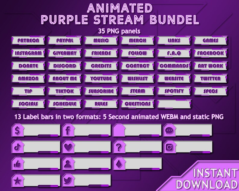 Twitch Animated Overlay Bundle, Animated Streaming Package, Twitch ...