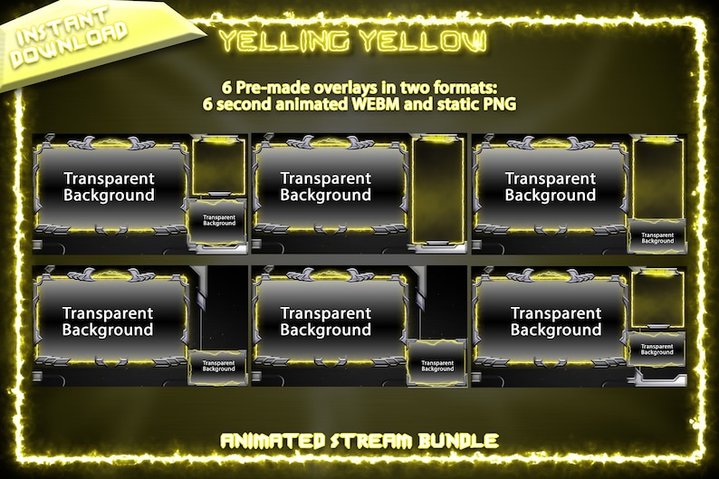 Full Animated Twitch Bundle, Yellow Overlay, Twitch Stream, Twitch ...
