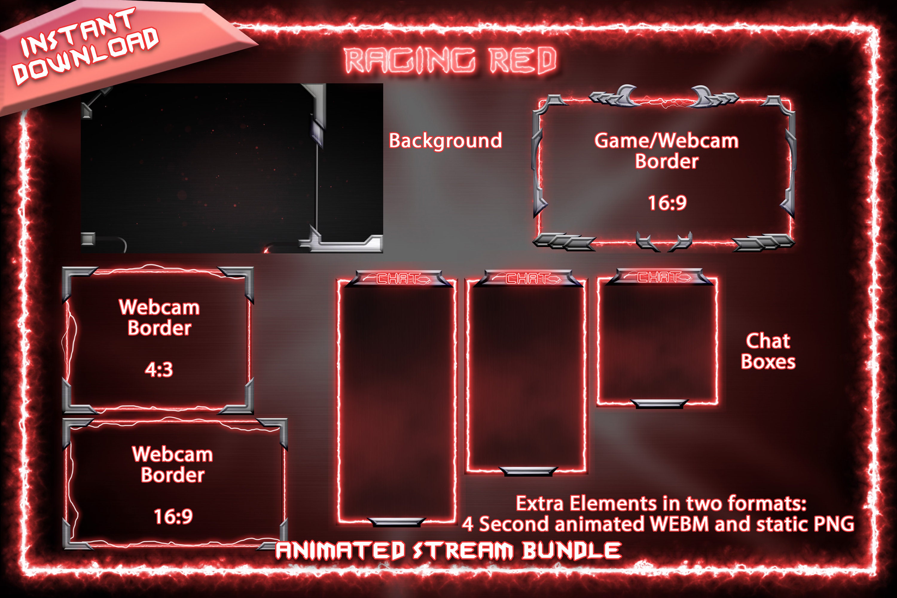Full Animated Red Twitch Bundle, Animated Twitch Stream Package, Twitch ...