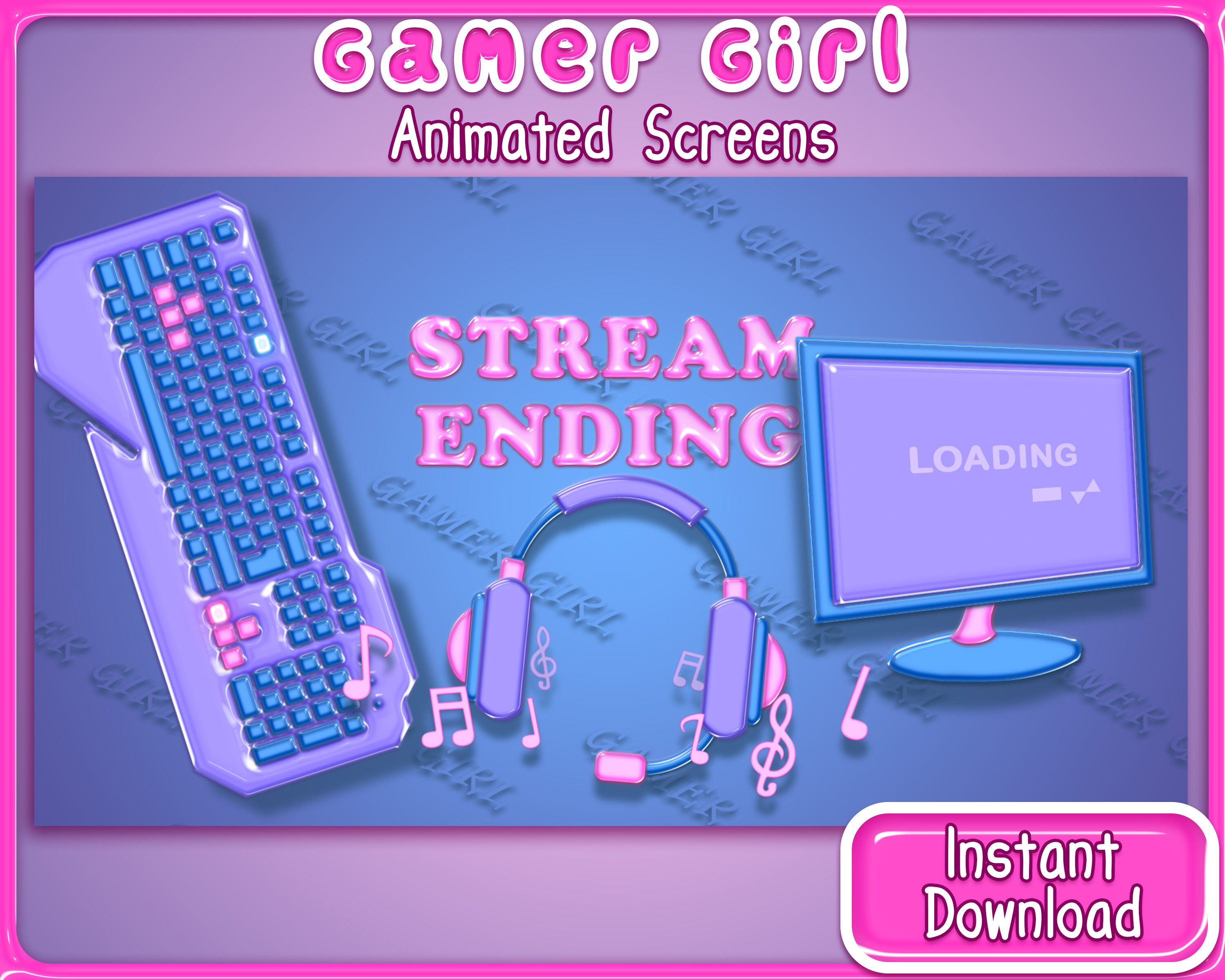 Gamer Girl Fun Streaming Screens, Animated Screens, Streamer Screens ...