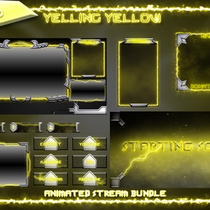 Full Animated Twitch Bundle, Yellow Overlay, Twitch Stream, Twitch ...