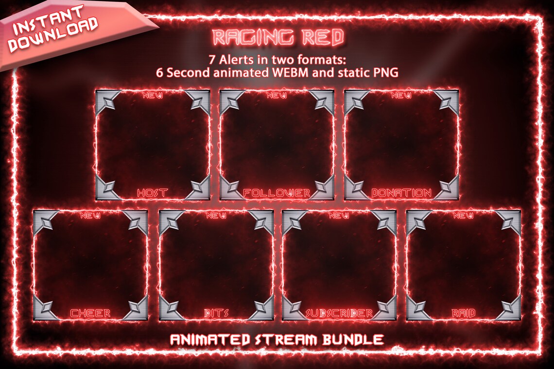 Full Animated Red Twitch Bundle, Animated Twitch Stream Package, Twitch ...