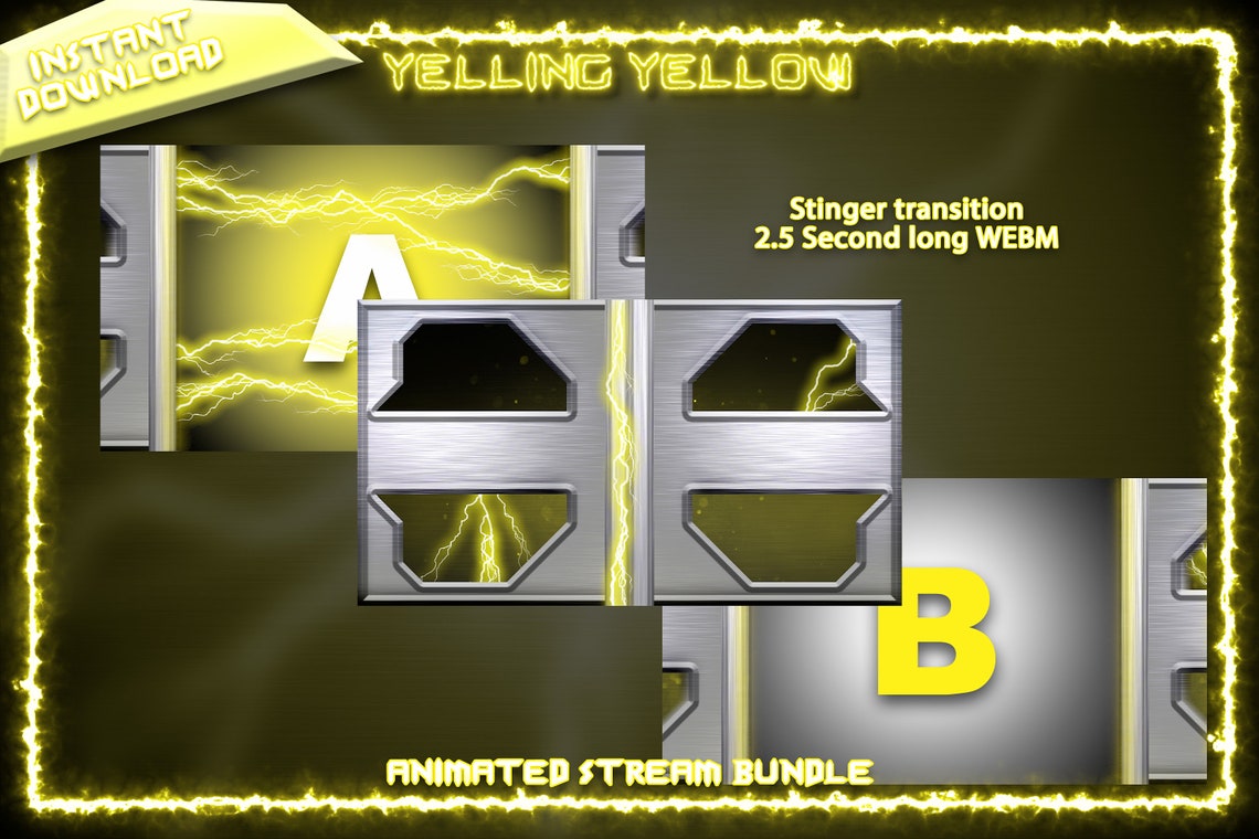 Full Animated Twitch Bundle, Yellow Overlay, Twitch Stream, Twitch ...