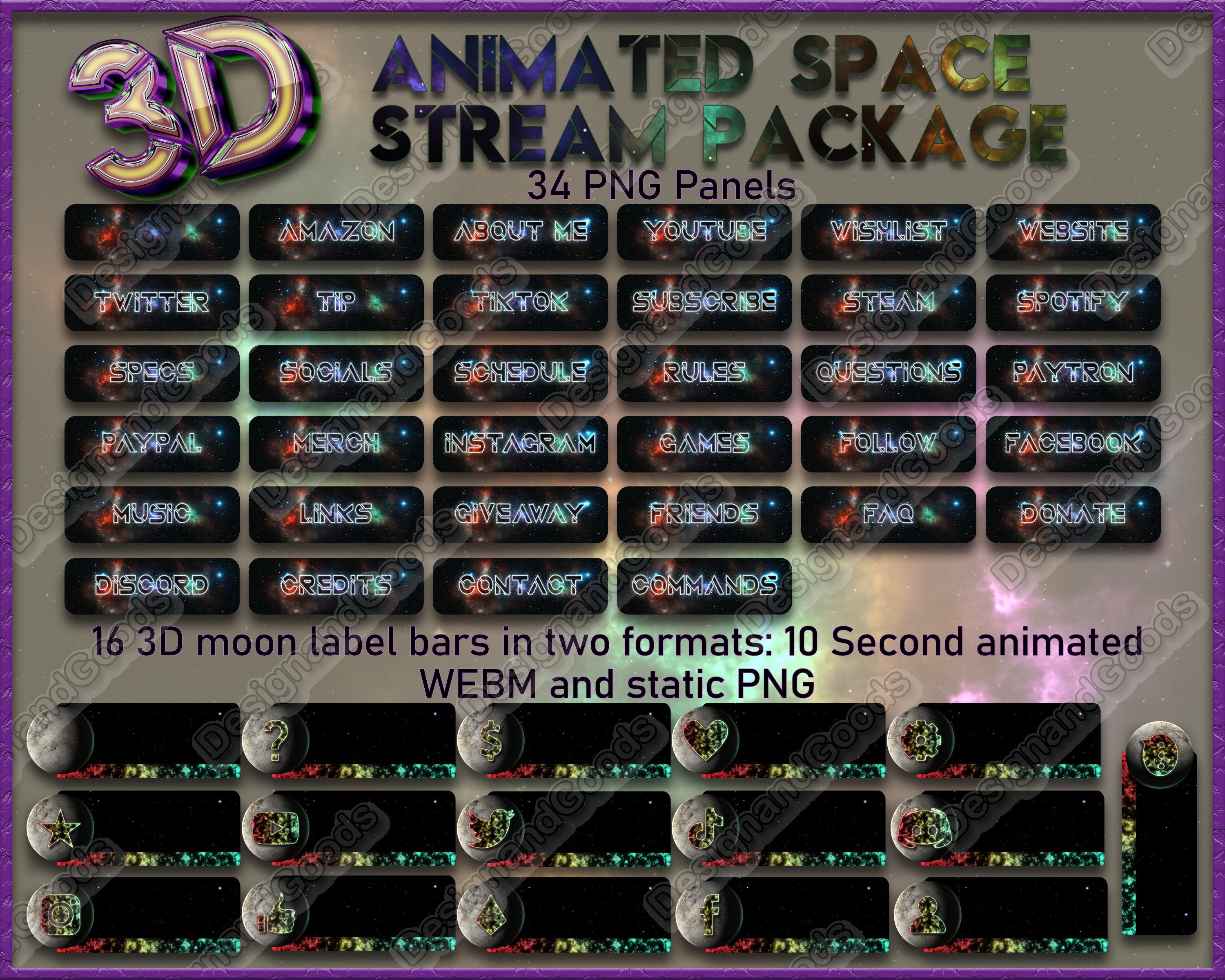 Animated Space Stream Bundle, Space Screens, Twitch Stream Package ...