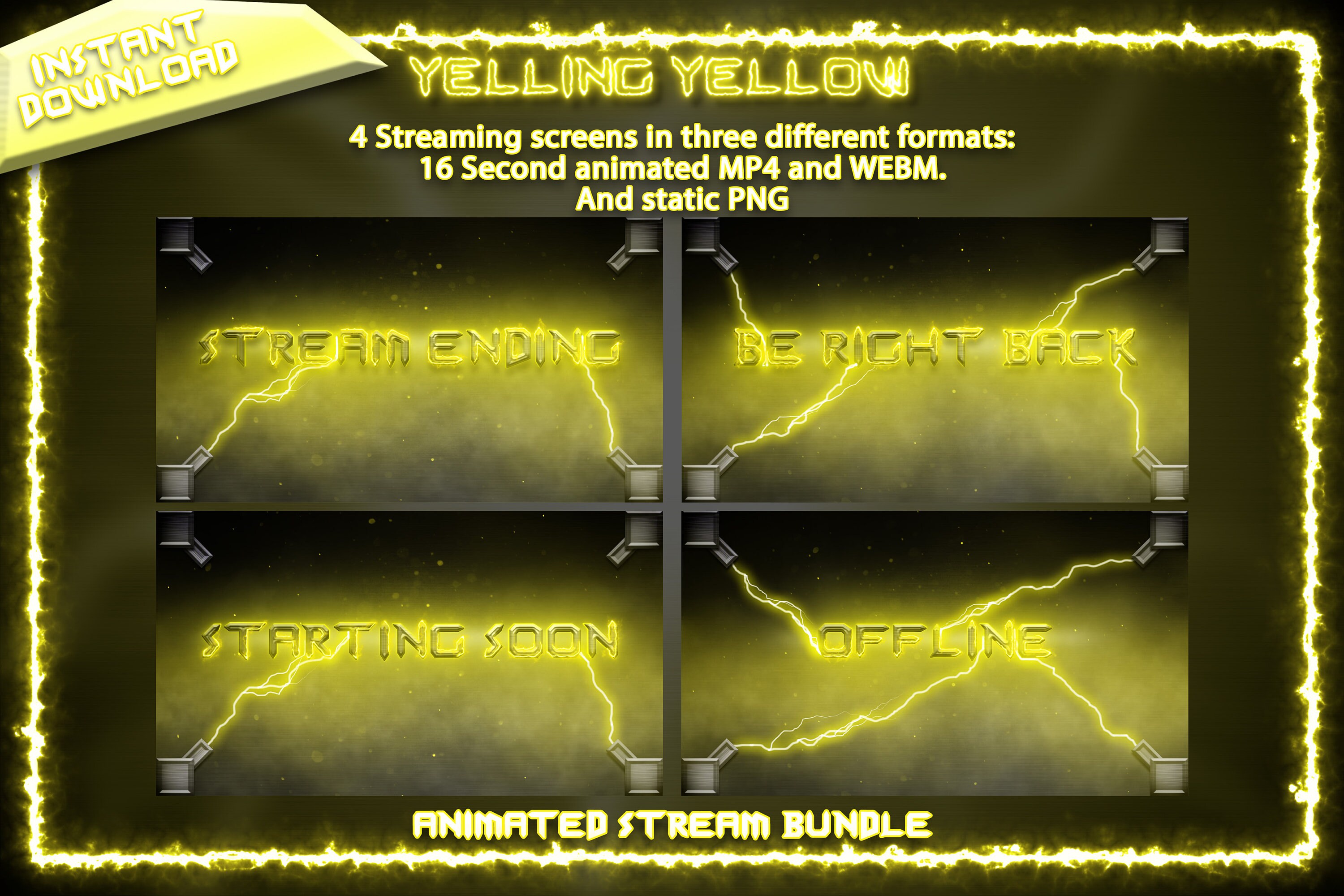 Full Animated Twitch Bundle, Yellow Overlay, Twitch Stream, Twitch ...
