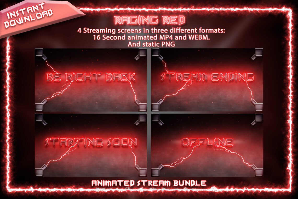 Full Animated Red Twitch Bundle, Animated Twitch Stream Package, Twitch ...