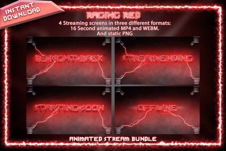Full Animated Red Twitch Bundle, Animated Twitch Stream Package, Twitch ...