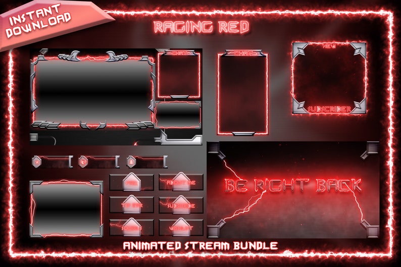 Full Animated Red Twitch Bundle, Animated Twitch Stream Package, Twitch ...