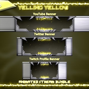 Full Animated Twitch Bundle, Yellow Overlay, Twitch Stream, Twitch ...