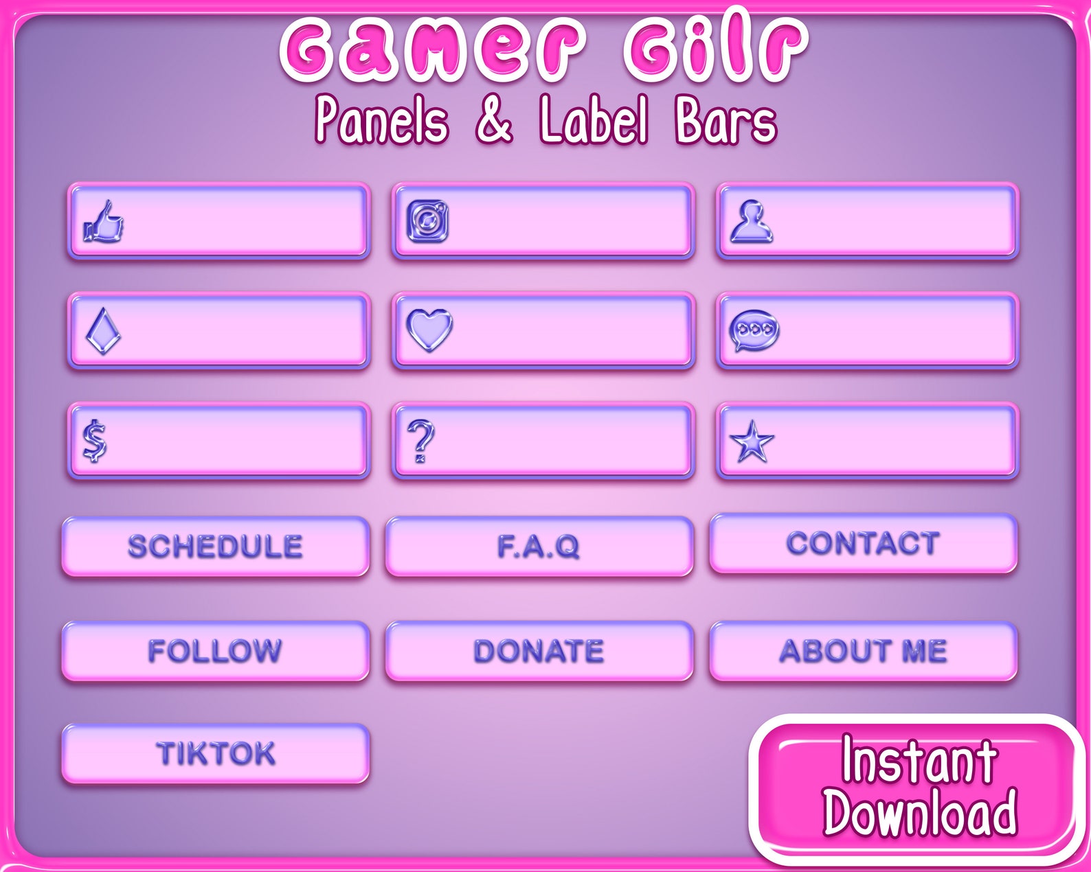 Twitch Gamer Girl Panels Pack Twitch Labels Pink Twitch - Etsy