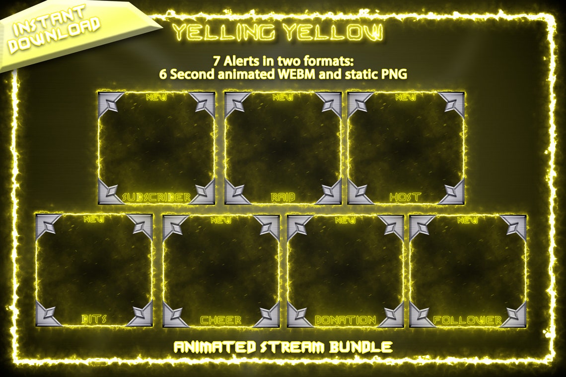 Full Animated Twitch Bundle, Yellow Overlay, Twitch Stream, Twitch ...