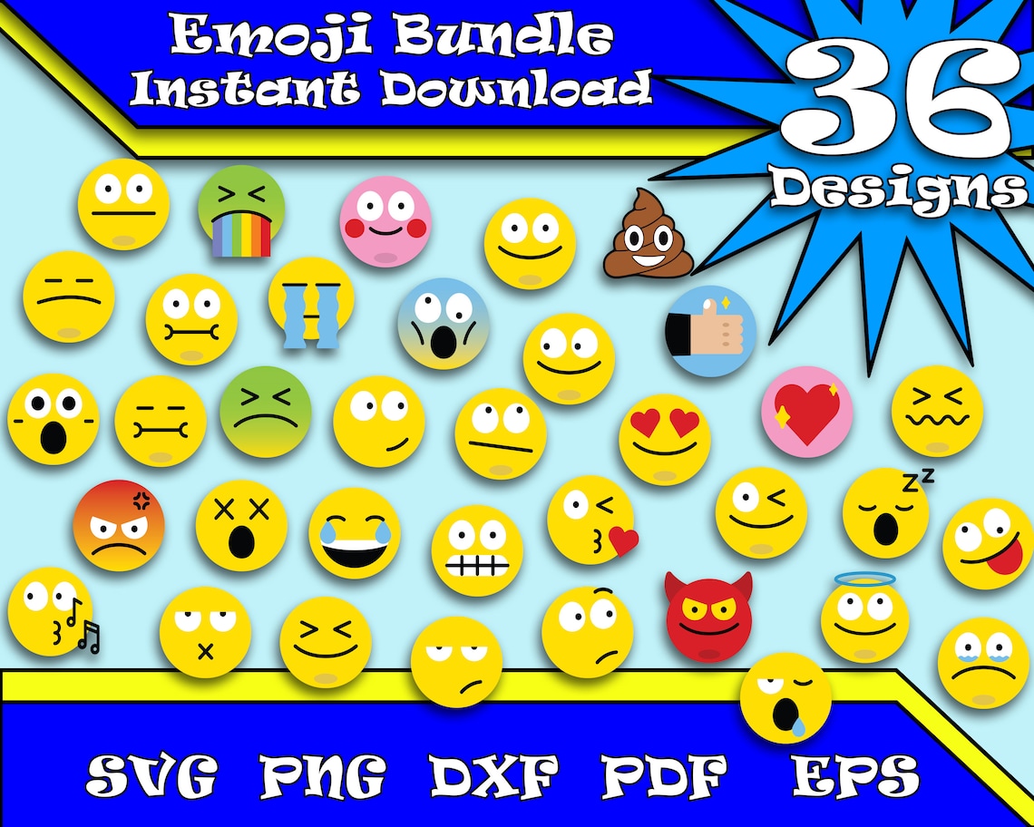 Emoji Collection Emoji SVG Emoji PNG Emoji Clipart Smiley - Etsy