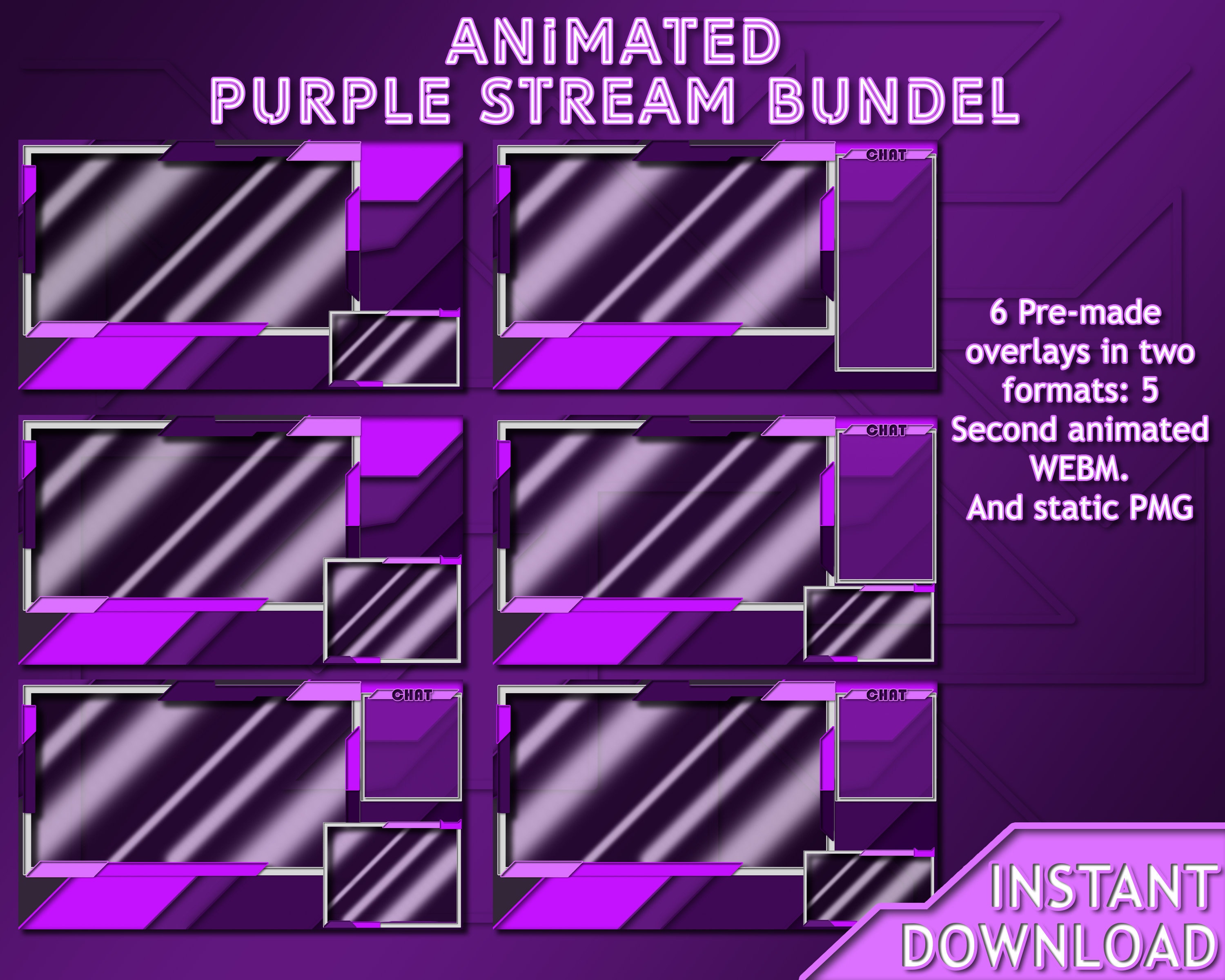 Twitch Animated Overlay Bundle, Animated Streaming Package, Twitch ...