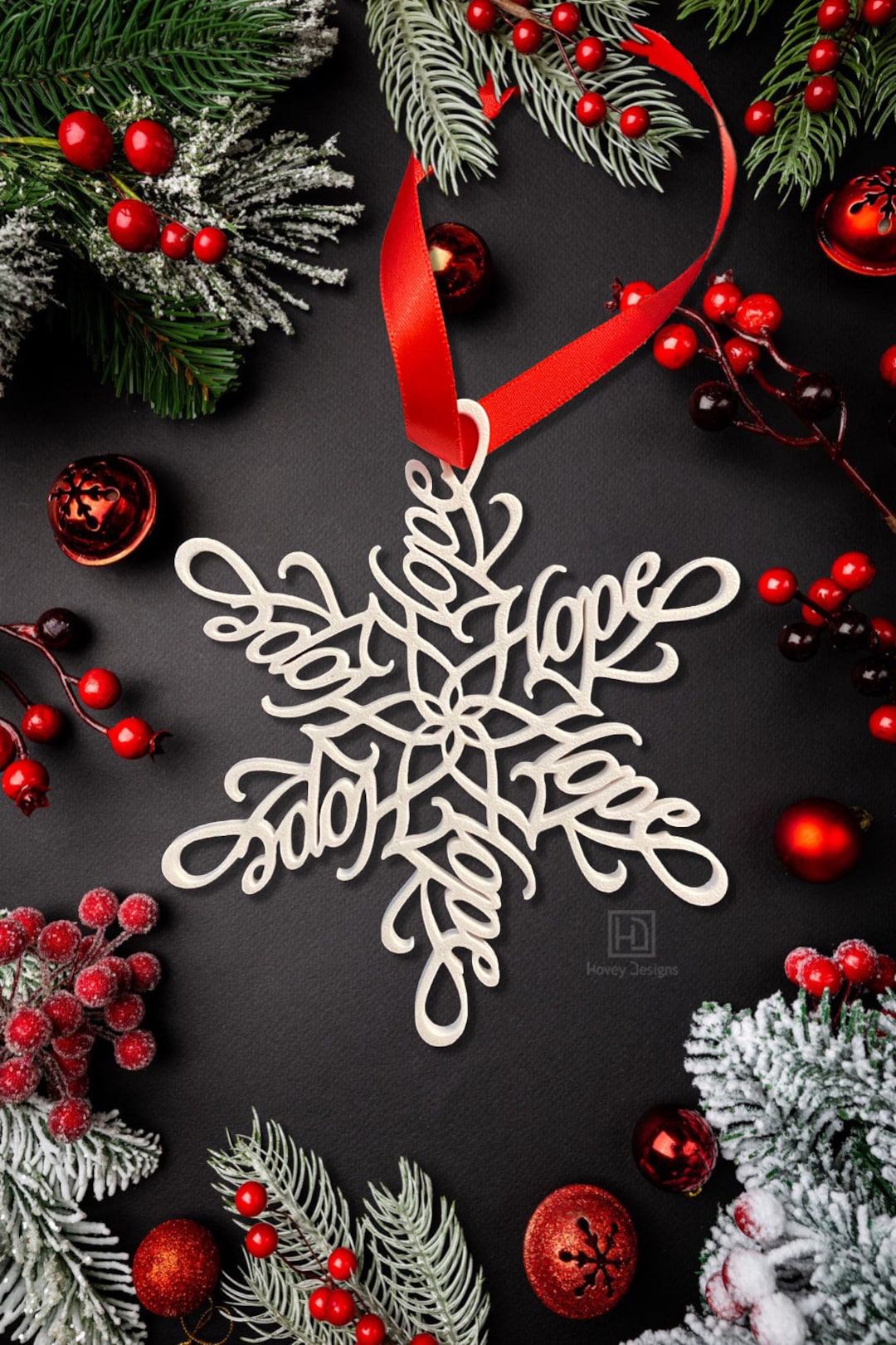 Hope Snowflake Ornament: 3D Printed Christmas Decoration - Etsy