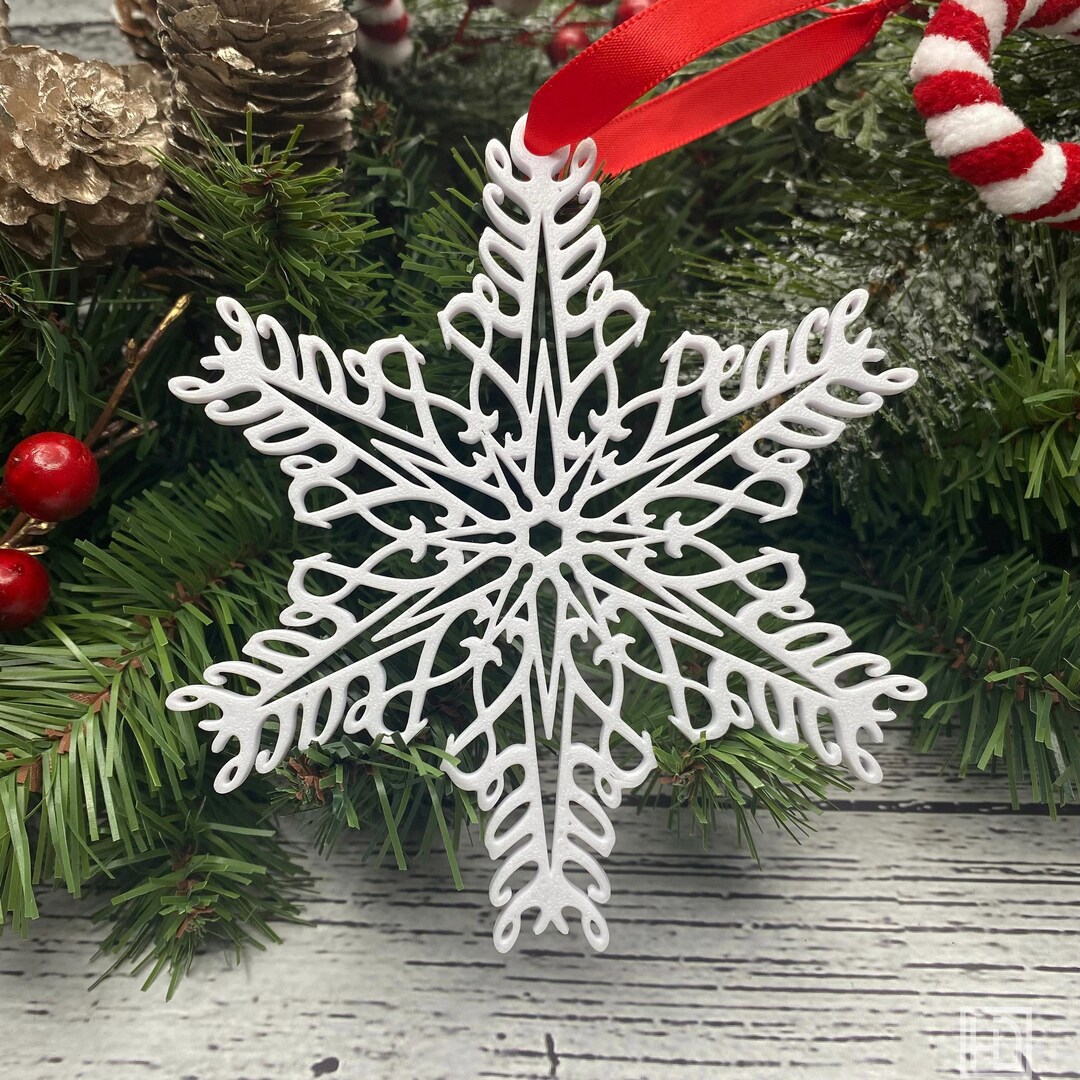 Custom Peace Snowflake Ornament: 3D Printed Holiday Decor - Etsy