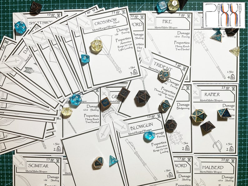 Weapon Cards Set-1 PDF Download 5e - Etsy
