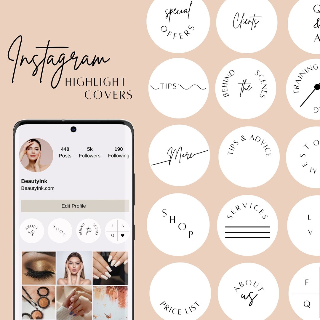 Instagram Highlight Covers for Beauty Hair Makeup Lashes Boutique Wigs ...