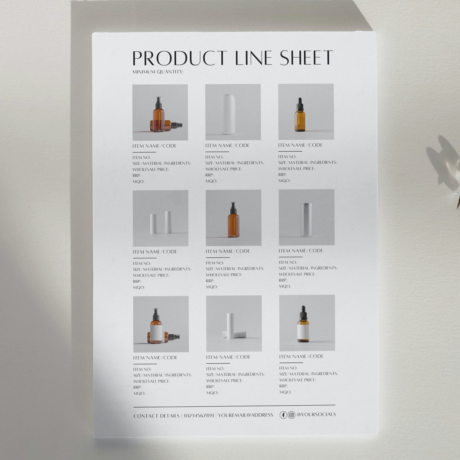 Product Line Sheet, Wholesale Catalogue Template, Editable Price List ...