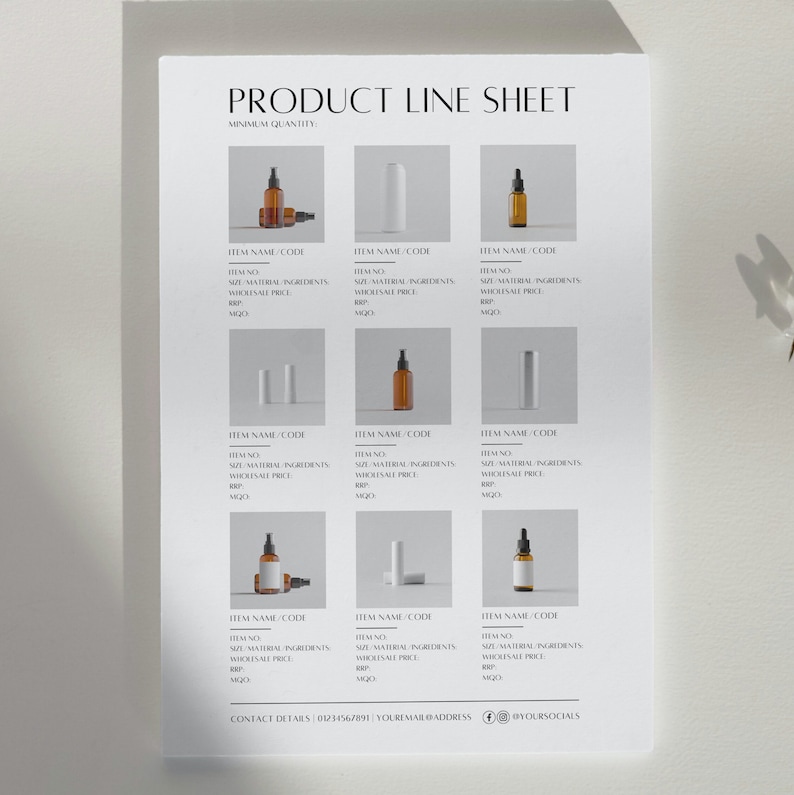 Product Line Sheet, Wholesale Catalogue Template, Editable Price List ...