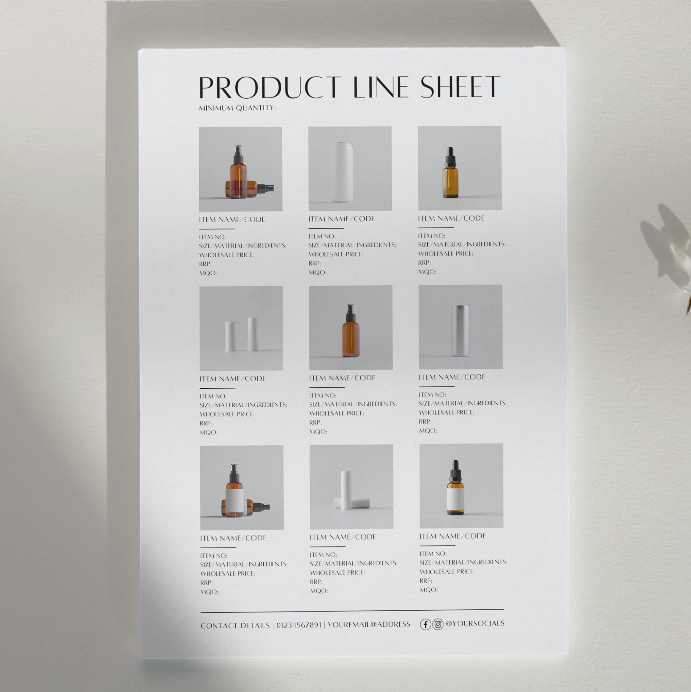 Product Line Sheet, Wholesale Catalogue Template, Editable Price List ...