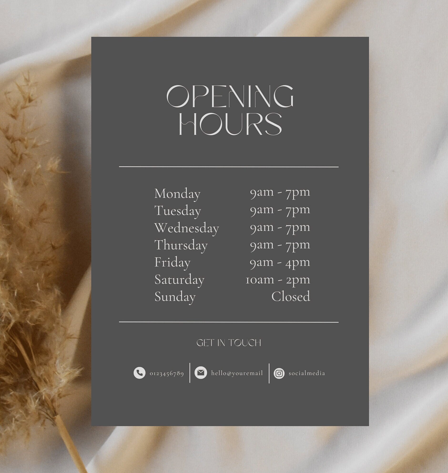 Opening Hours Sign Template - Etsy