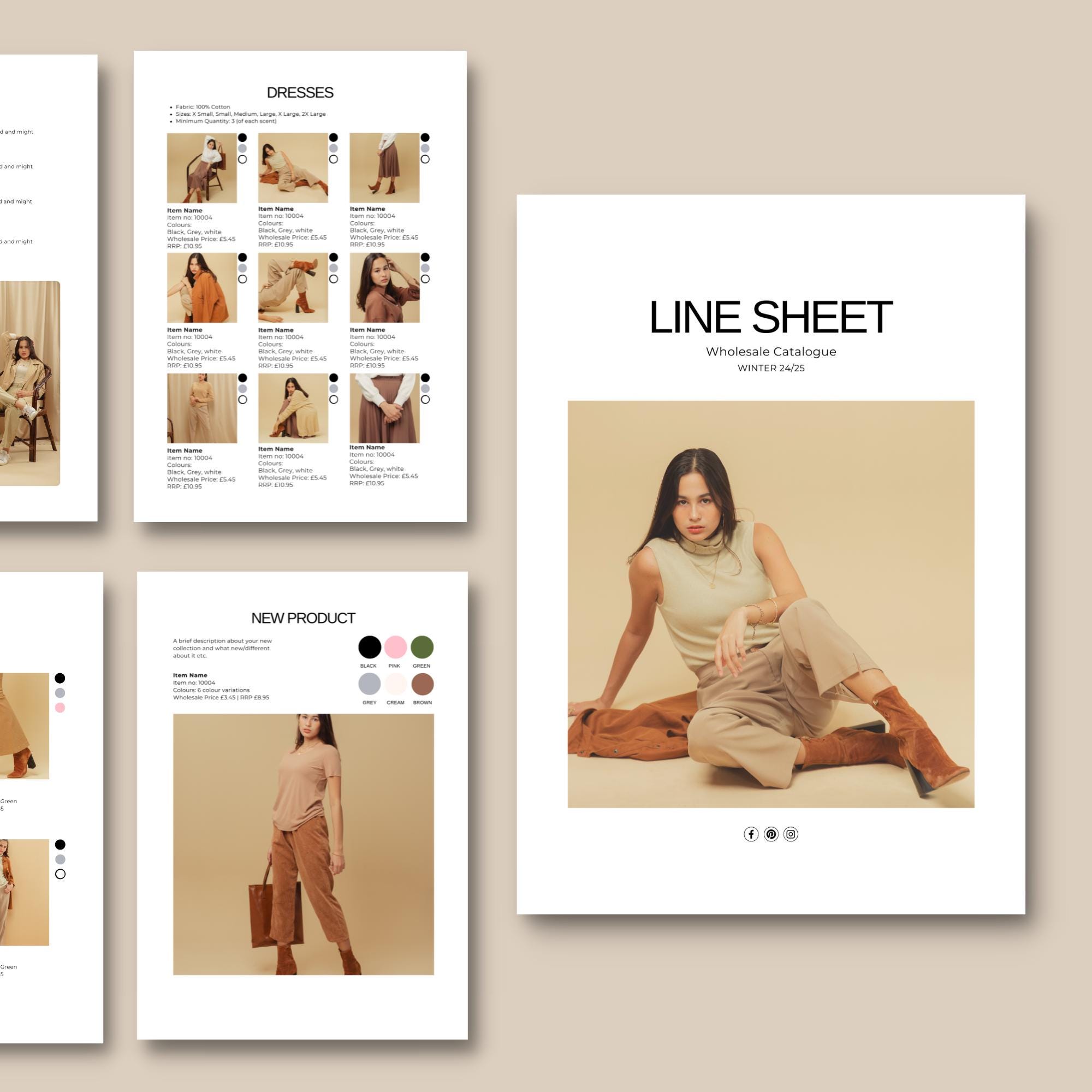Fashion Line Sheet Clothing, Apparel Catalogue Template, Wholesale ...
