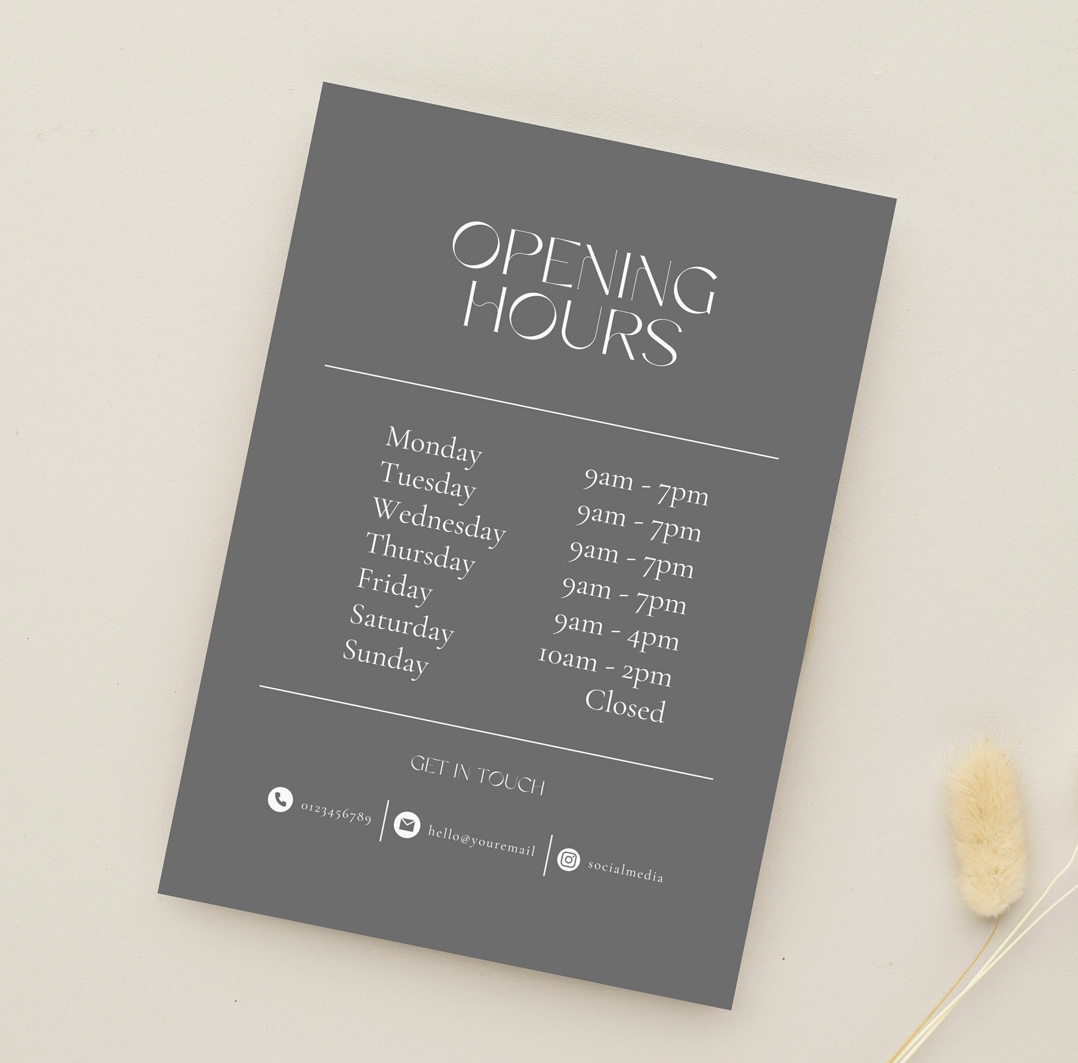 Opening Hours Sign Template - Etsy