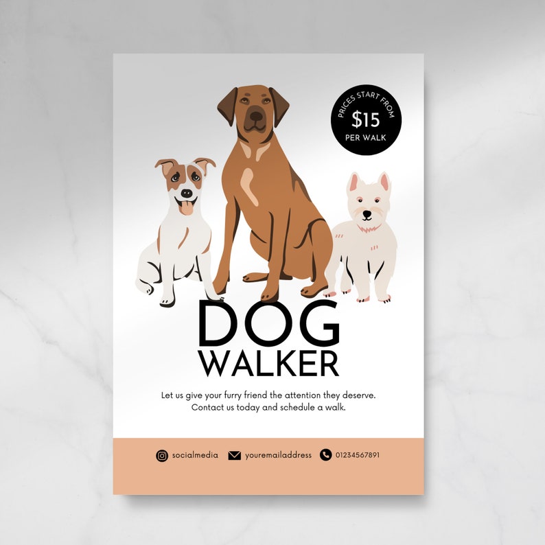 Dog Walking Flyer - Dog Walker, Dog Sitter, Dog Vacation - Etsy