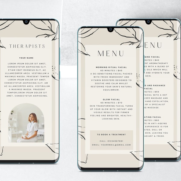 Facial Skincare Menu Template - Etsy
