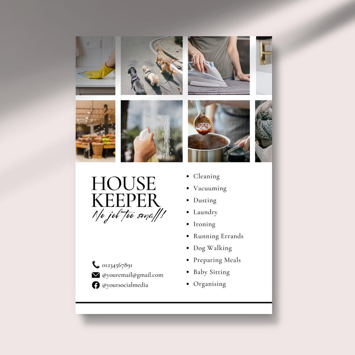 Housekeeping Flyer, Cleaning Business, Odd Job Flyer, House Assistant ...