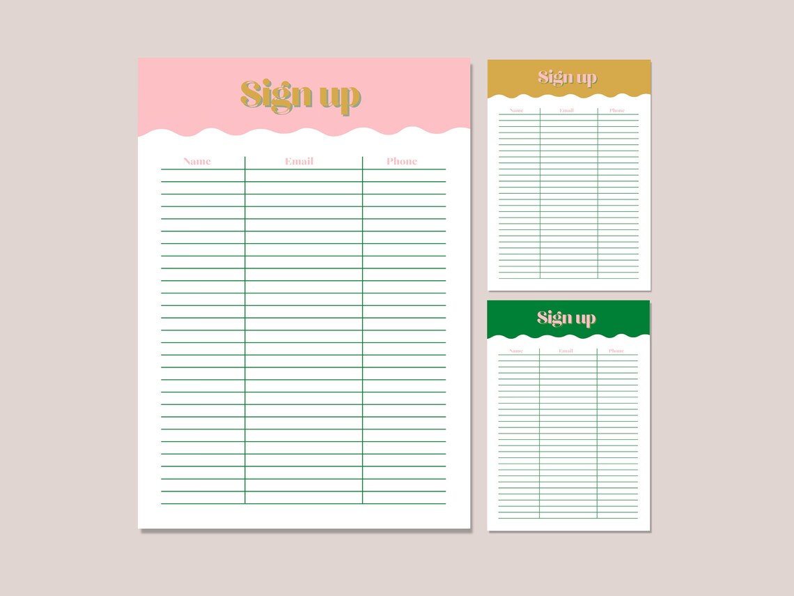 Sign up Sheet, Craft Fair Sign up Sheet, Event Sign Up, Volunteer Sign ...