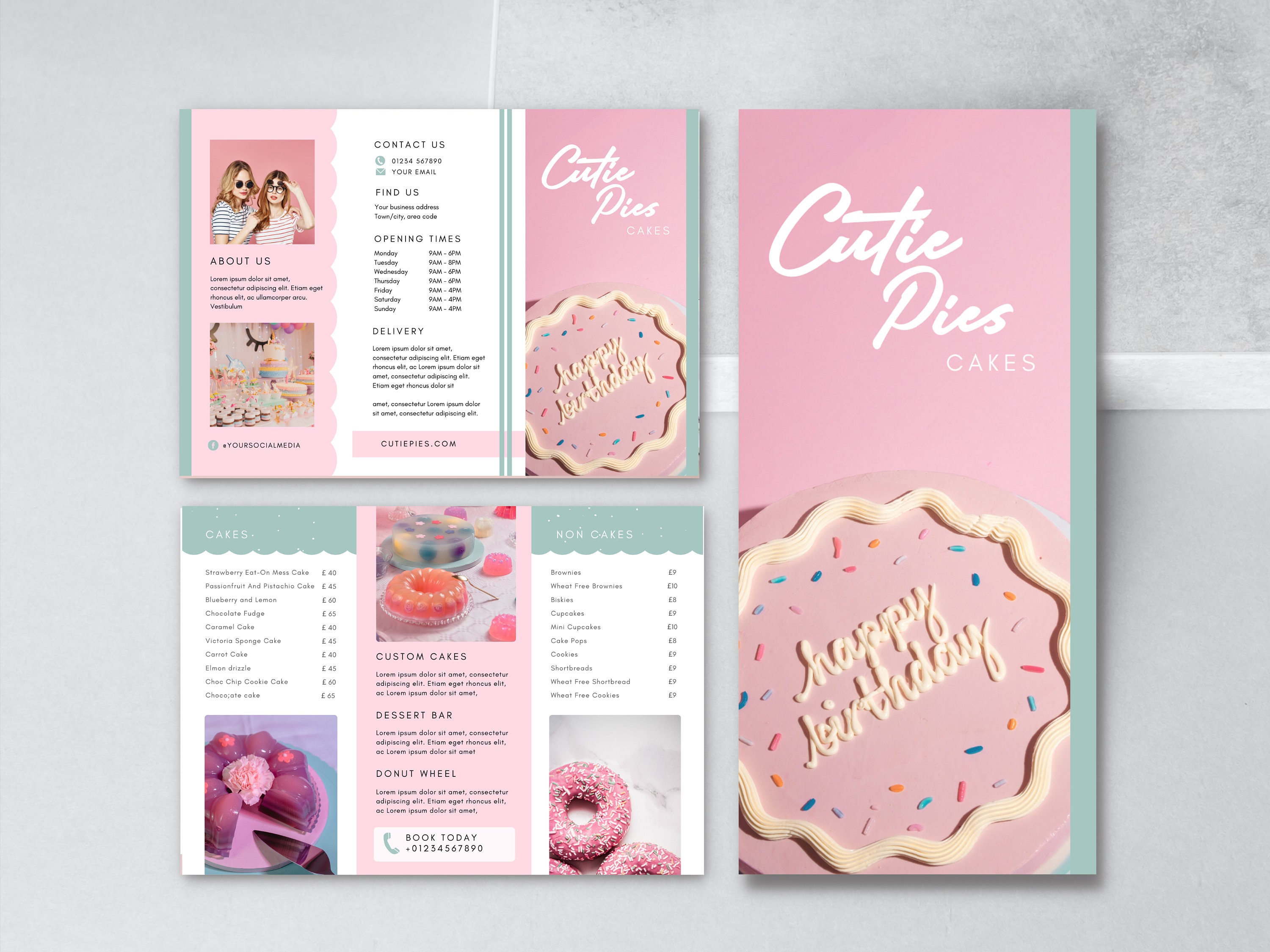 Cake Trifold Brochure - Cafe, Bakery, Restaurant, Party, Price List - Etsy