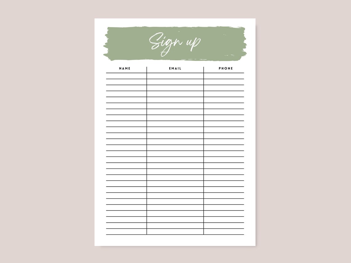 Sign up Sheet Craft Fair Sign up Sheet Event Sign Up - Etsy Canada