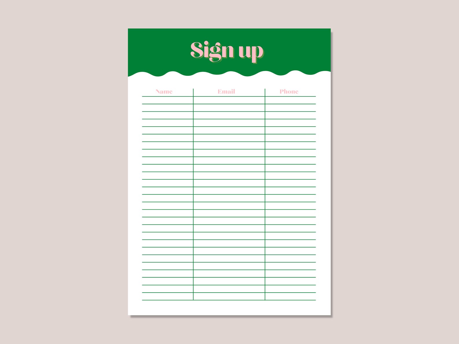 Sign up Sheet, Craft Fair Sign up Sheet, Event Sign Up, Volunteer Sign ...