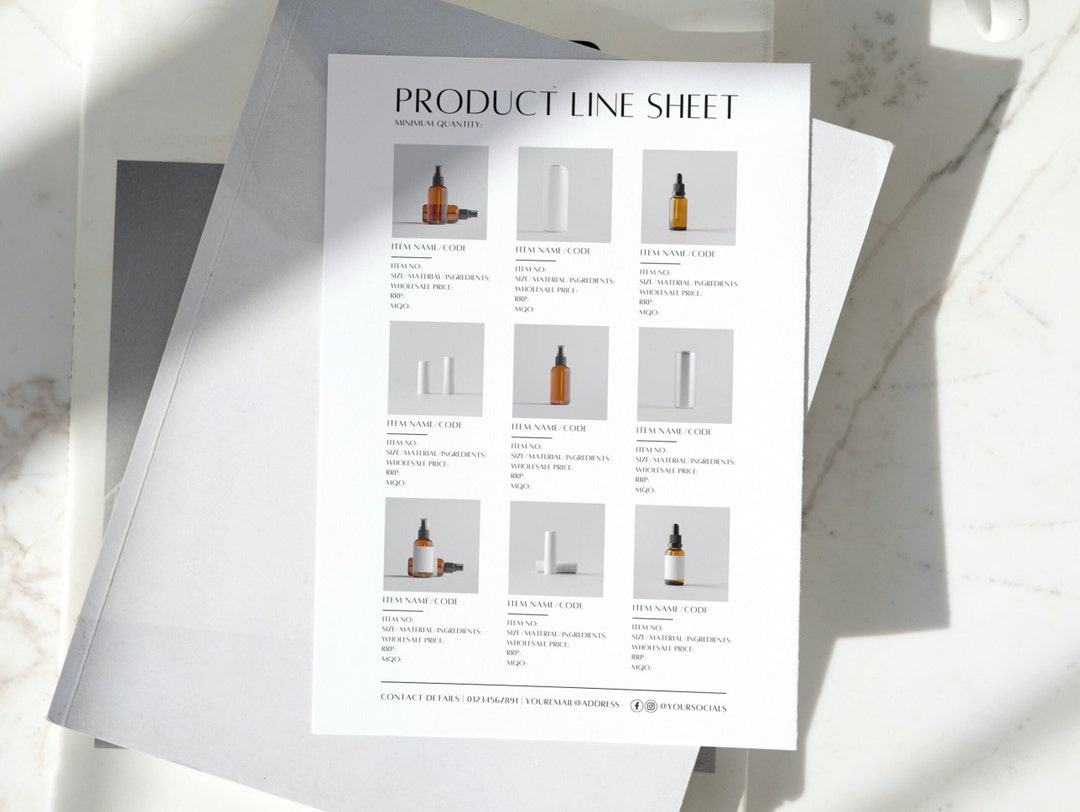 Product Line Sheet Wholesale Catalogue Template Editable - Etsy
