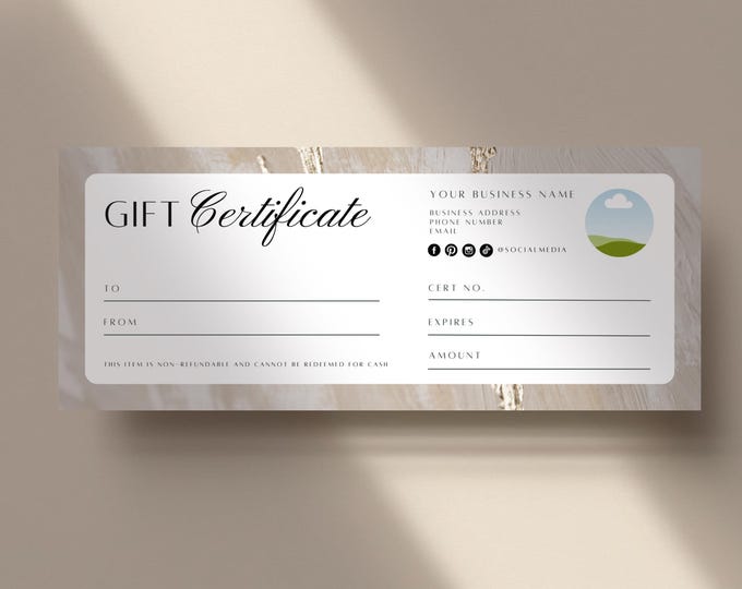 Minimalist Gift Certificate Template | Editable Canva Voucher | Luxe ...