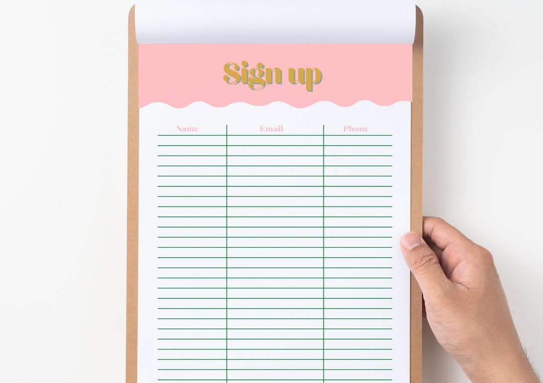 Sign up Sheet, Craft Fair Sign up Sheet, Event Sign Up, Volunteer Sign ...