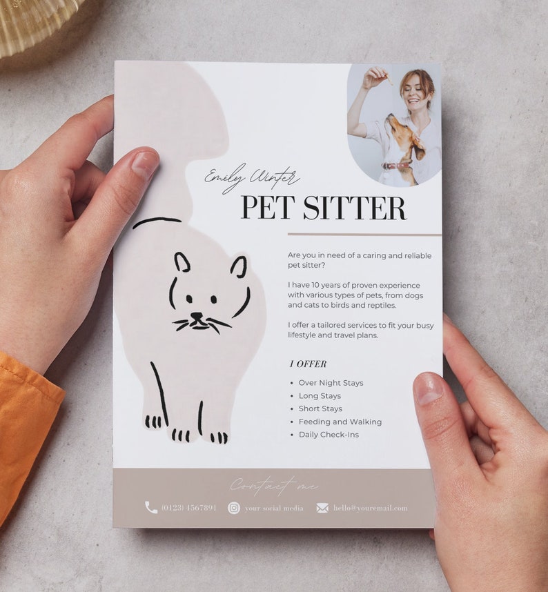 Pet Sitter Flyer Dog Sitting, Cat Sitter, Dog Kennels, Dog Vacation - Etsy