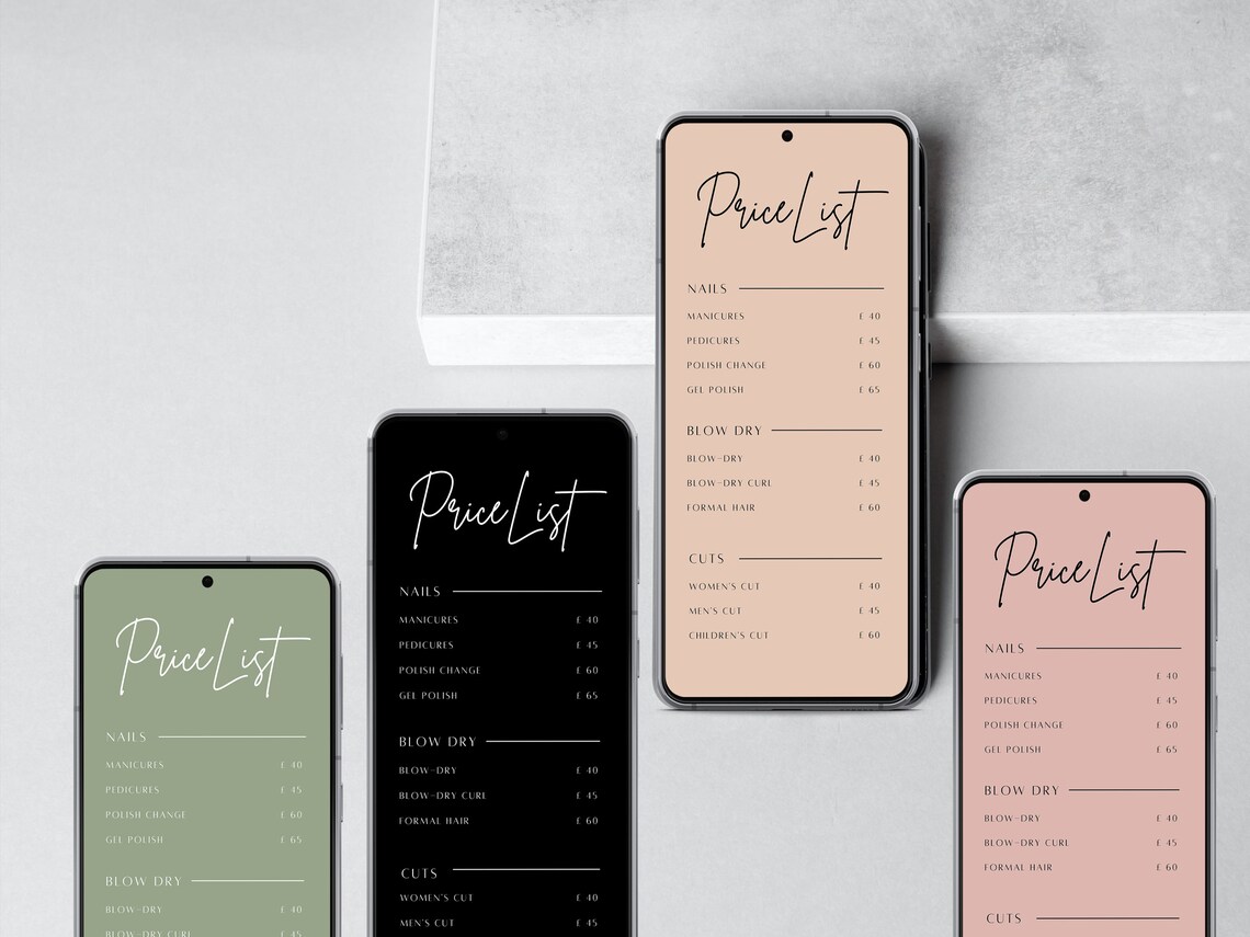 Electronic Price List Template - Etsy