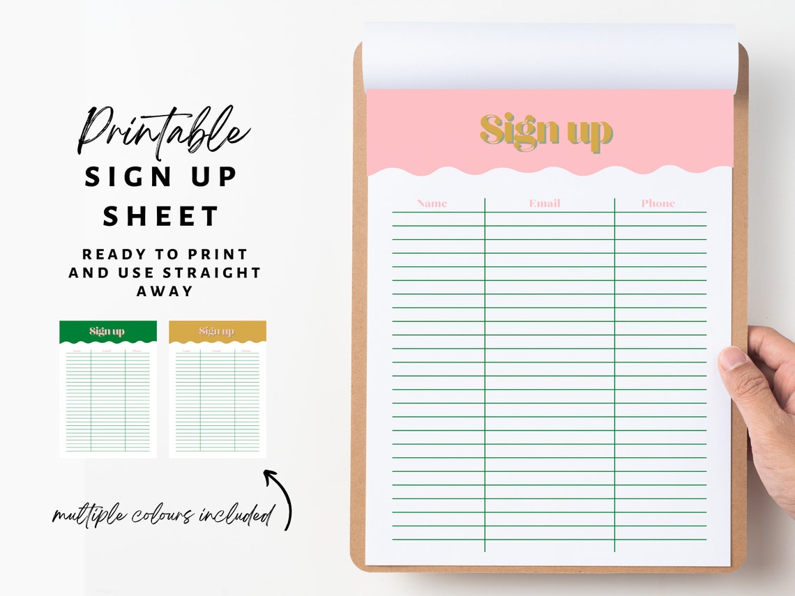 Sign up Sheet, Craft Fair Sign up Sheet, Event Sign Up, Volunteer Sign ...