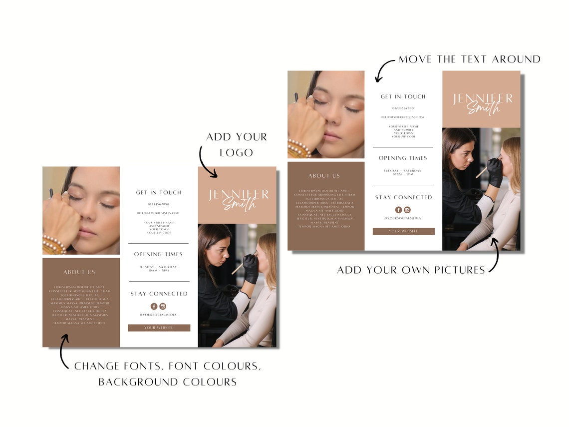 Make-up Artist Trifold Brochure Beauticians Spa Lash - Etsy