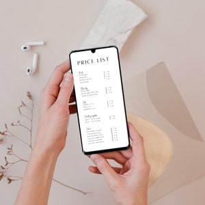 Electronic Price List Template - Etsy