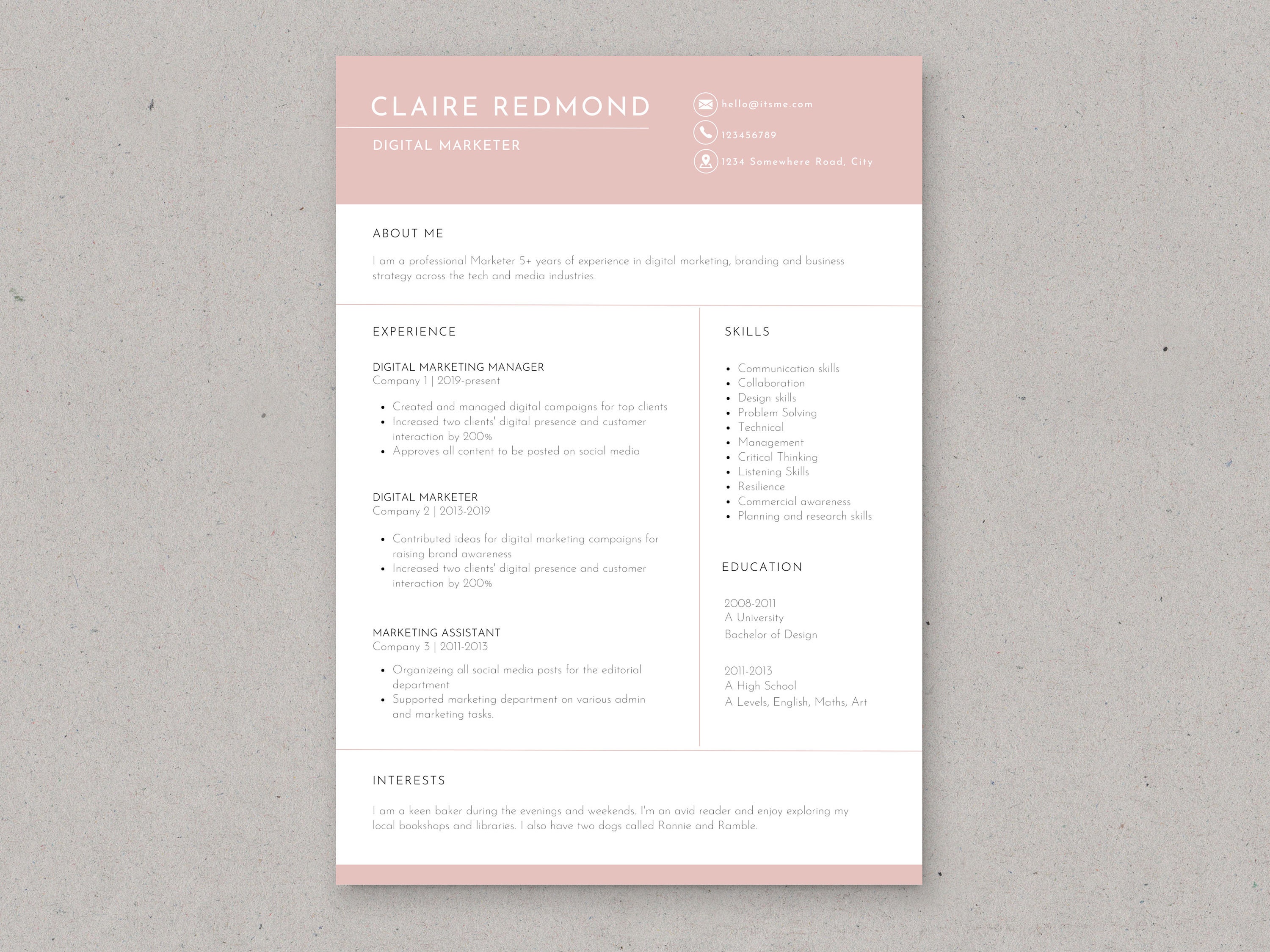 CV Resume Template Modern CV Template Professional Resume | Etsy México