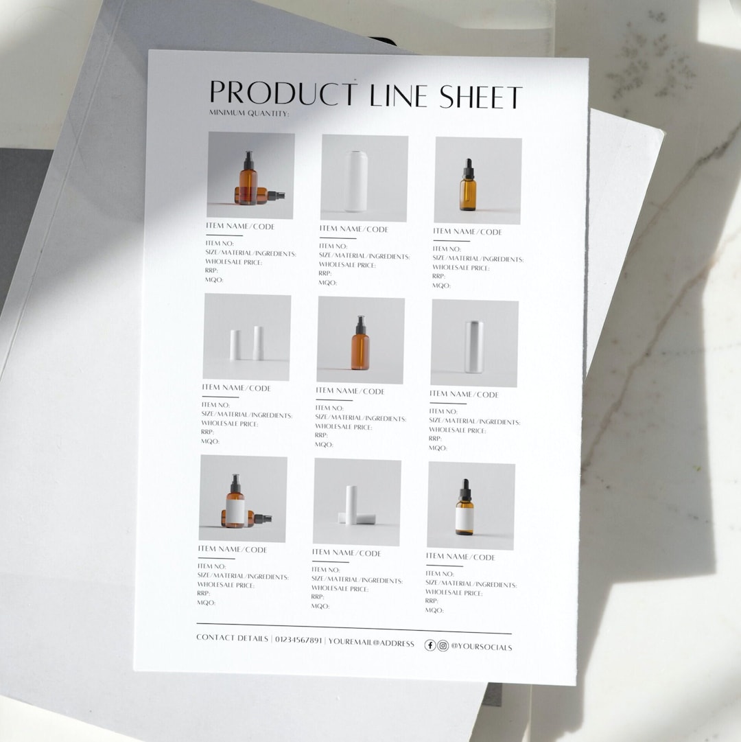 Product Line Sheet, Wholesale Catalogue Template, Editable Price List ...