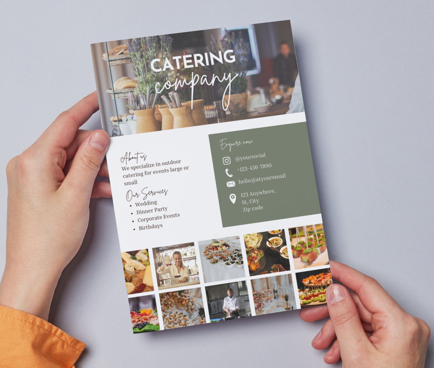 Catering Menu Flyer Template, Cafe Restaurant Brochure, Meal Prep ...