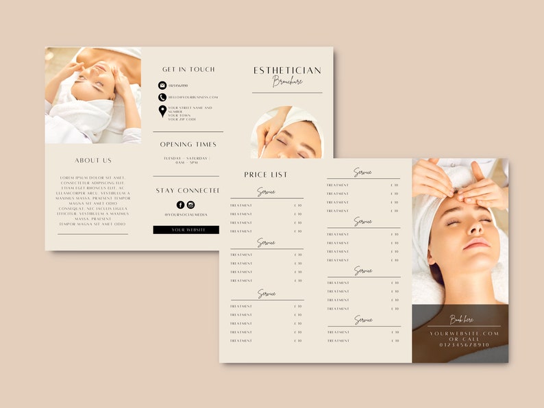 Esthetician Trifold Brochure Beauticians Spa Lash Beauty - Etsy