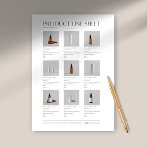 Product Line Sheet, Wholesale Catalogue Template, Editable Price List ...